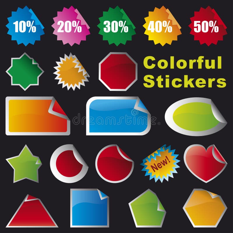Colorful Stickers stock vector. Illustration of ellipse - 5372229