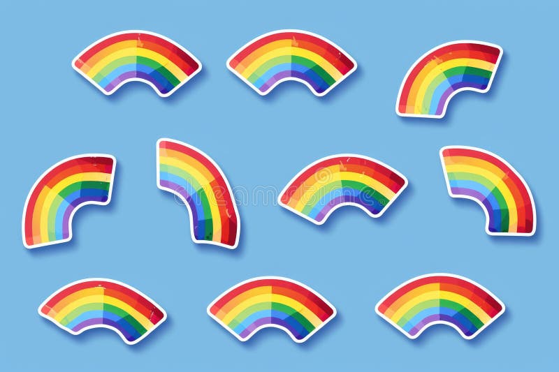 Rainbow Stickers on Blue Background Stock Image - Image of rainbow ...