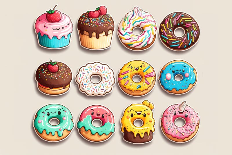 Colorful Stickers. Cartoon Style Stock Illustration - Illustration of ...