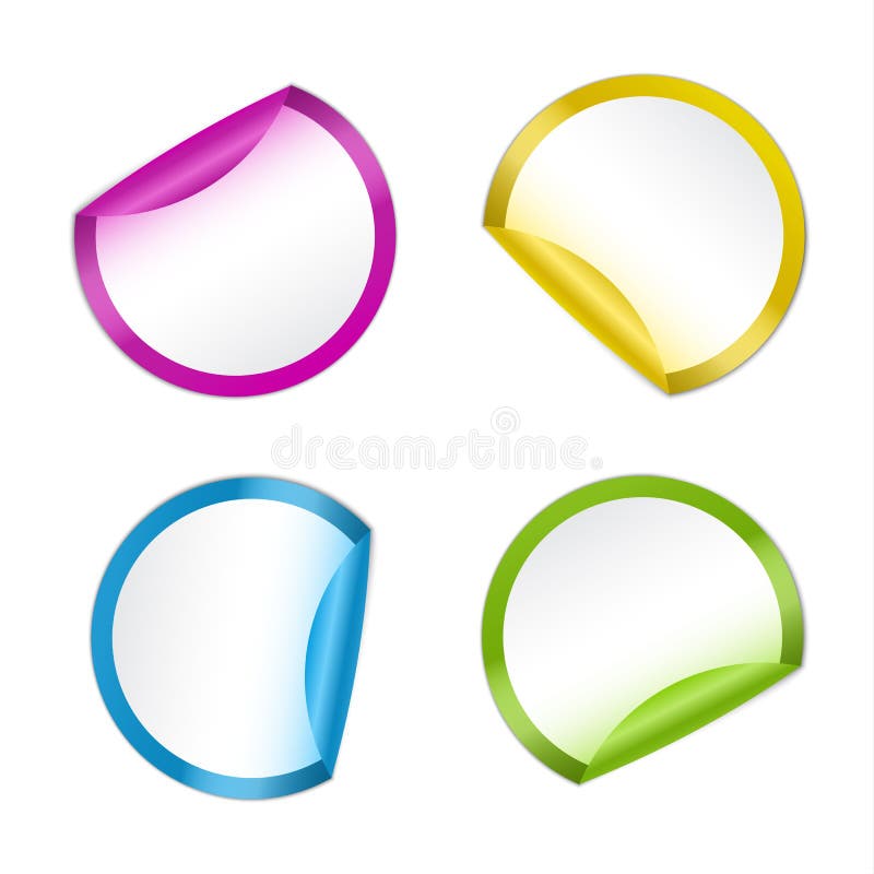 Colorful Stickers in Four Colors Stock Vector - Illustration of rounded ...