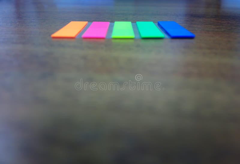 Colorful Stickers on Table Bokeh Background Stock Image - Image of ...