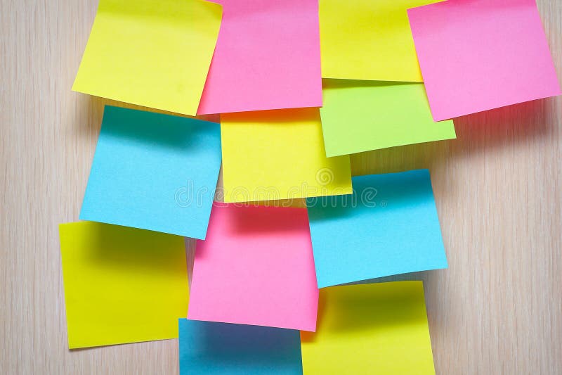 Colorful Stickers on a Wooden Background Stock Image - Image of color ...