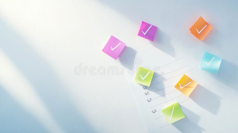 Colorful Sticky Note Checklist on Bright Background for Organization ...