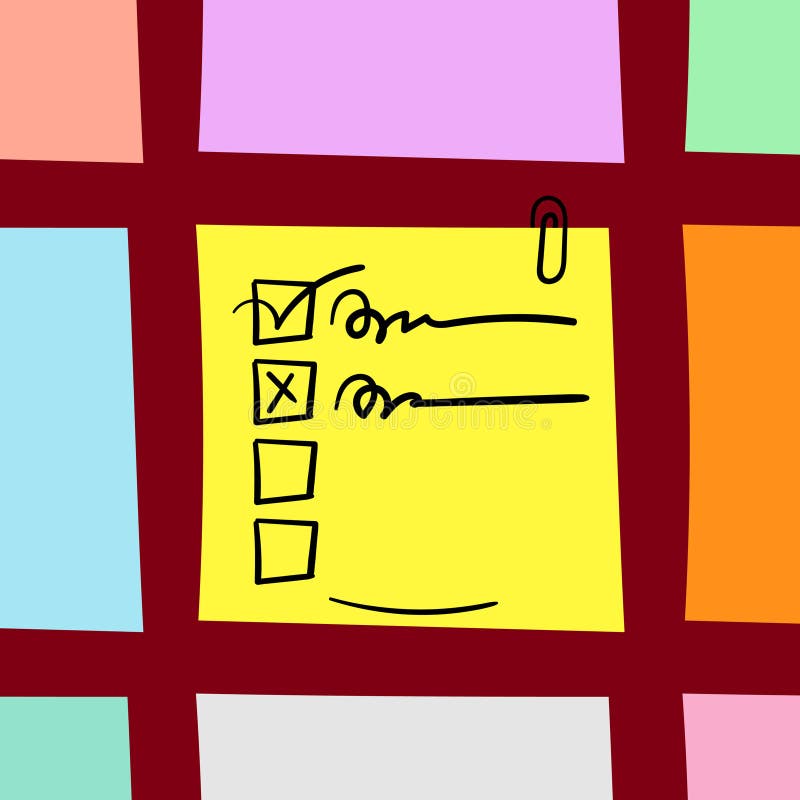 Colorful Sticky Note with Pin on Red Background Stock Vector ...