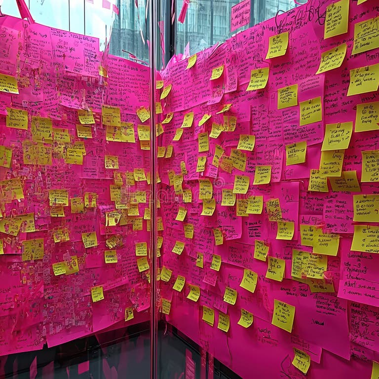 Colorful Sticky Note Wall Displaying Ideas and Thoughts in Office Stock ...