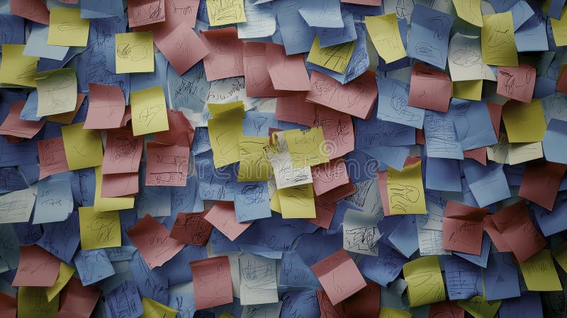 Colorful Sticky Note Wall Filled with Sketches. Stock Illustration ... Colorful Sticky Note Wall Filled with Sketches. Stock Illustration ...