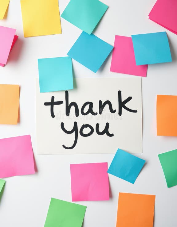 Colorful Sticky Notes Arranged Around a Thank You Message in a Creative ...