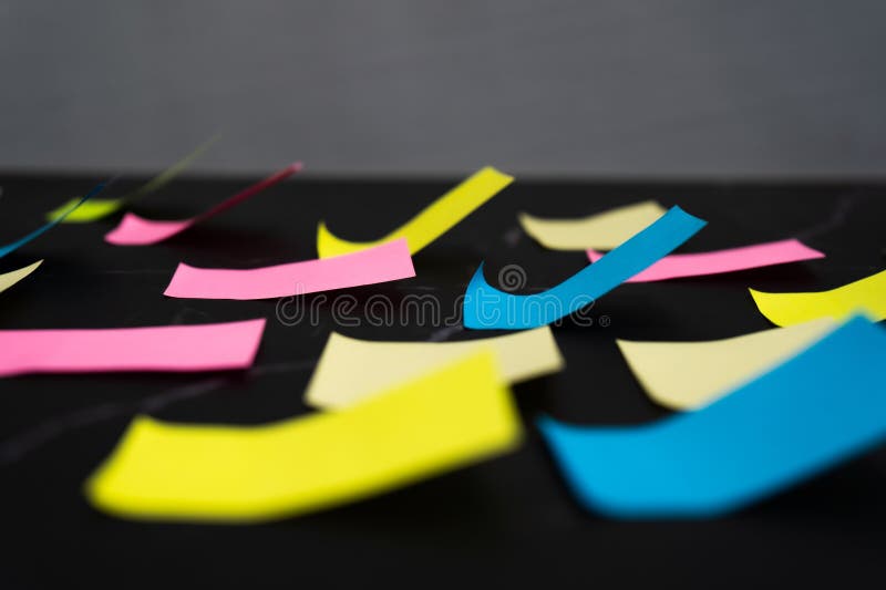 Colorful Sticky Notes Arranged on Black Surface for Creative Idea ...