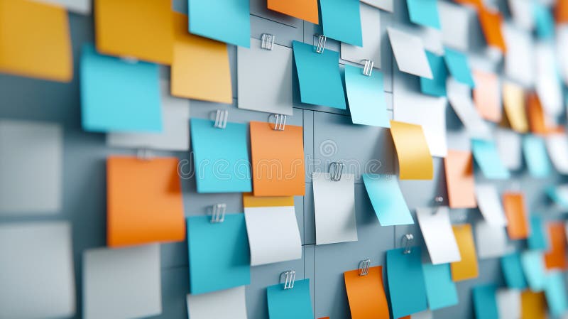 Colorful Sticky Notes Arranged on Bulletin Board Create Vibrant and ...