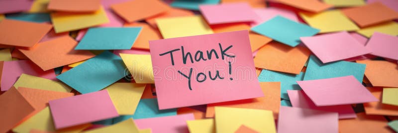 Colorful Sticky Notes Arranged with a Central Note Expressing Gratitude ... Colorful Sticky Notes Arranged with a Central Note Expressing Gratitude ...