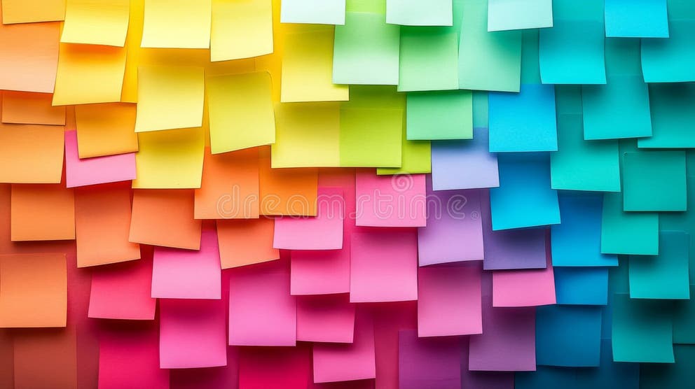 Colorful Sticky Notes Arranged in Rainbow Pattern Stock Illustration ...