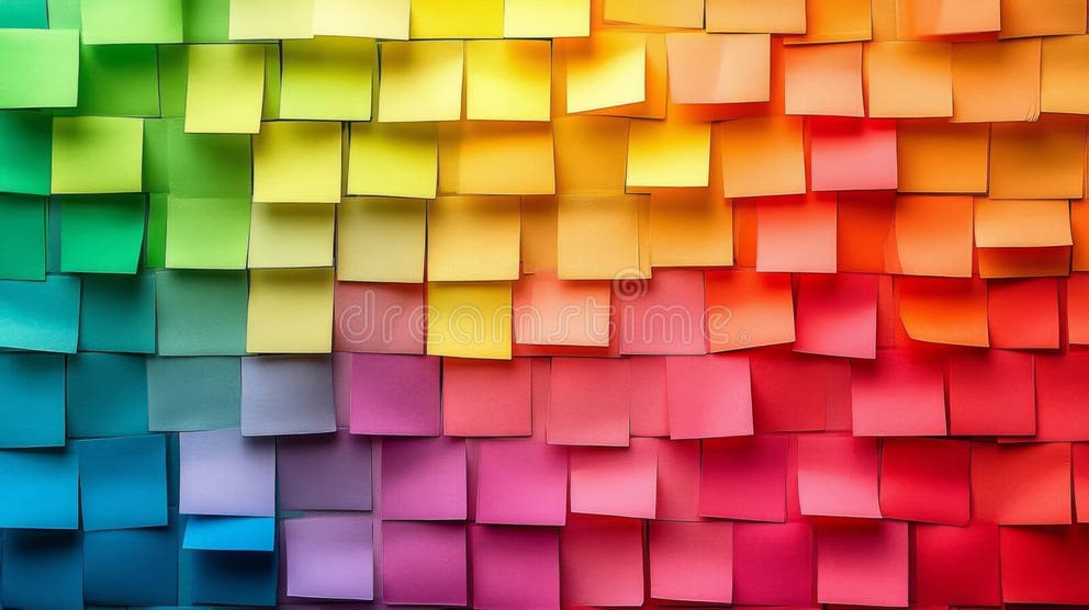 Colorful Sticky Notes Arranged in a Rainbow Pattern Stock Illustration ...