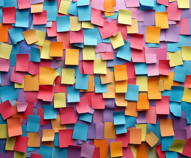 Colorful Sticky Notes Arranged in Vibrant Pattern on Surface, Creating ...