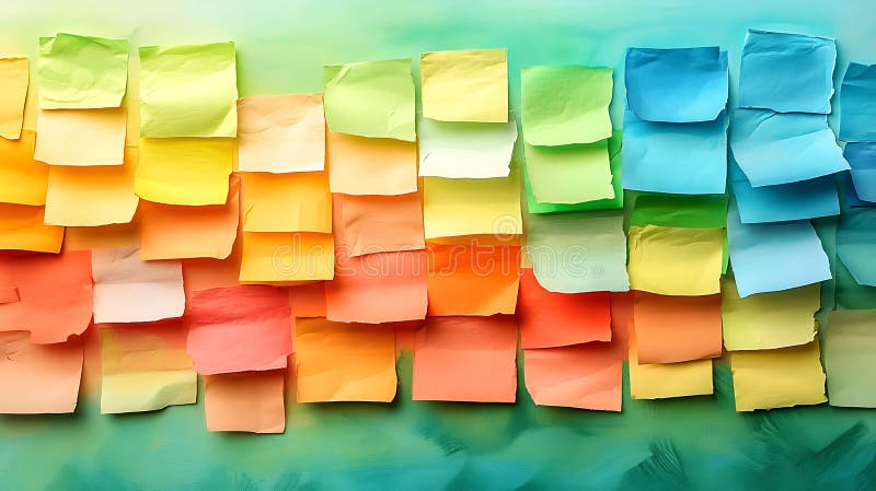 Colorful Sticky Notes Arranged on Wall in Gradient Pattern for Planning ...