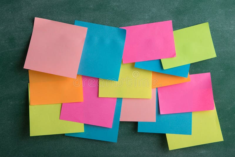 Colorful Sticky Notes on the Blank Blackboard Stock Image - Image of ...