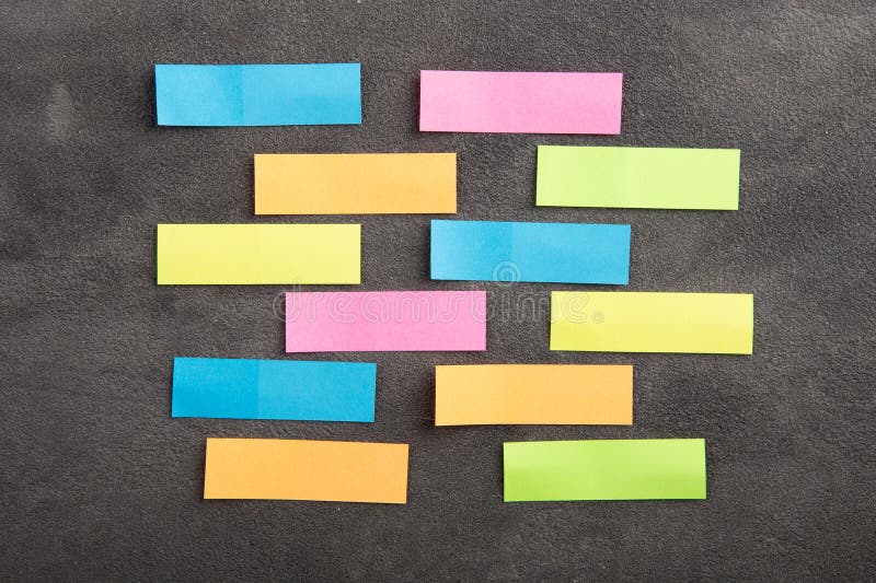 Colorful Sticky Notes on the Blank Blackboard Stock Photo - Image of ...