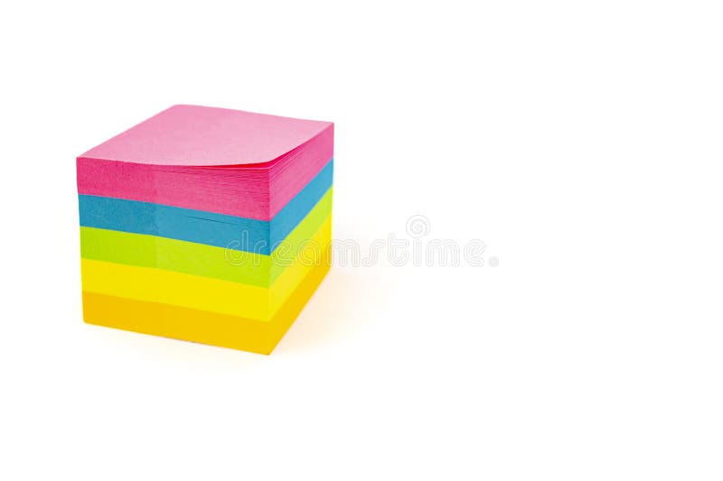 Colorful Sticky Notes Block Isolated on White Background Stock Image ...
