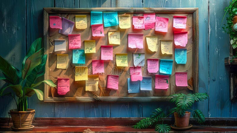 Colorful Sticky Notes on a Blue Background, Creating a Vibrant and ...
