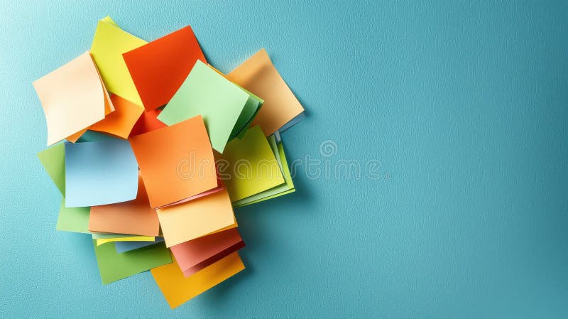 Colorful Sticky Notes on Blue Background for Office Organization and ...