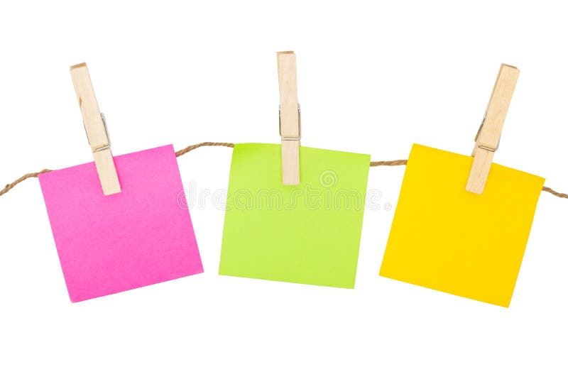 Colorful Sticky Notes with Clothespins. Stock Photo - Image of medium ...