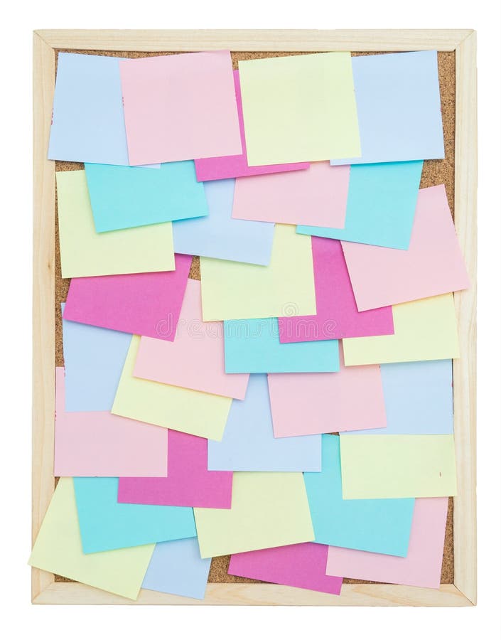 Colorful Sticky Notes on Cork Bulletin Board Stock Image - Image of ...