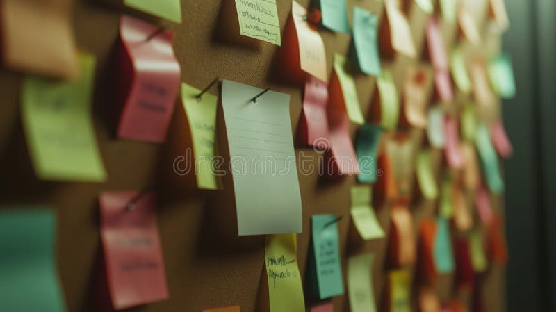 Colorful Sticky Notes on Corkboard: Organization and Planning Tool ... Colorful Sticky Notes on Corkboard: Organization and Planning Tool ...