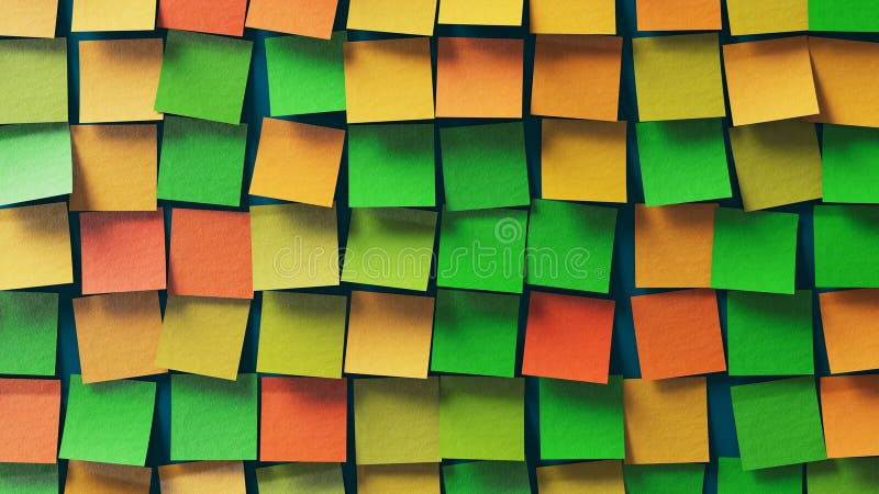 Colorful Sticky Notes Creating a Lively Pattern on a Blue Background ...
