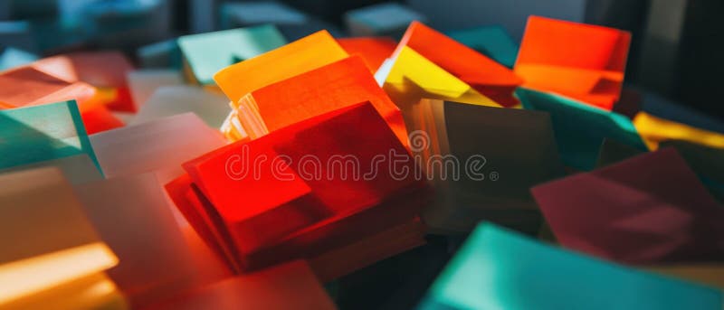 Colorful Sticky Notes Creatively Arranged in a Vibrant Workspace Stock ...