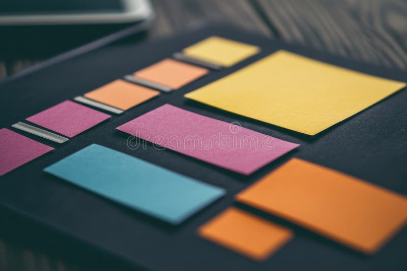 Colorful Sticky Notes on a Dark Surface for Creative Office ...