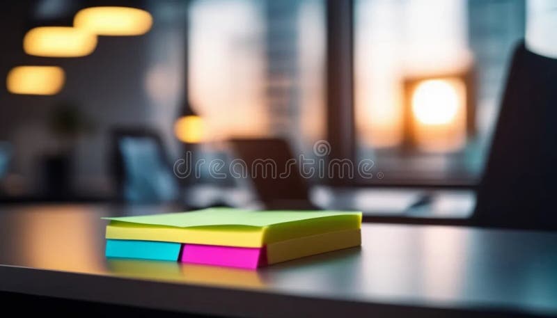 Colorful Sticky Notes on a Desk Stock Illustration - Illustration of ...