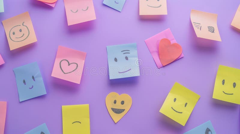Colorful Sticky Notes with Faces.AI Generated Stock Illustration ...