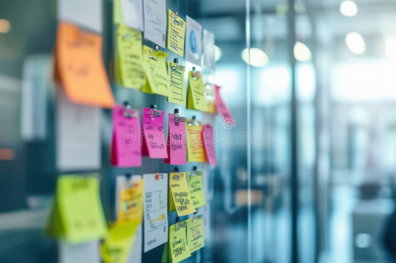 Colorful Sticky Notes Filled with Ideas and Reminders are Pinned on a ...