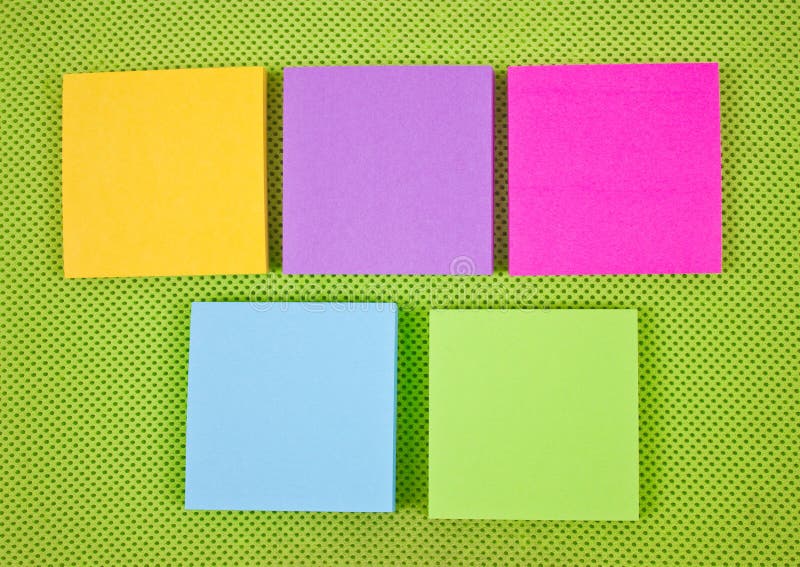 Colorful Sticky Notes on Green Fabric. Stock Image - Image of label ...