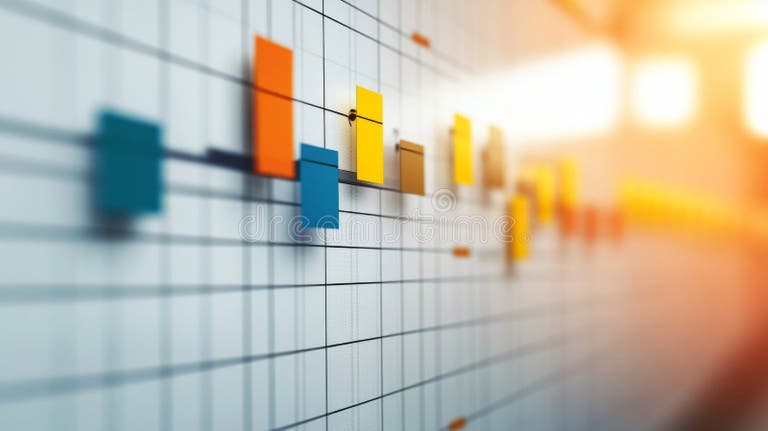 Colorful Sticky Notes on a Gridded Whiteboard Showing a Project ...