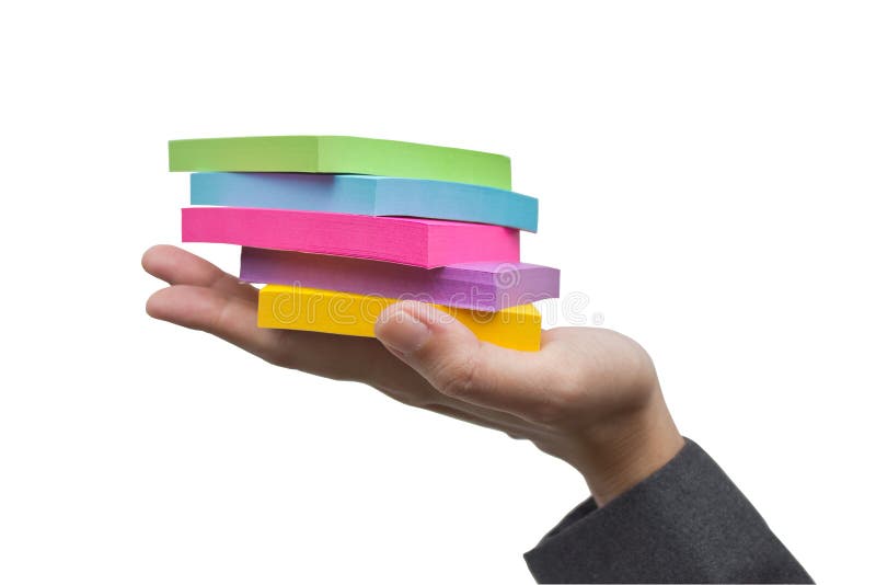 Colorful Sticky Notes in Hand. Stock Photo - Image of board, note: 33900218