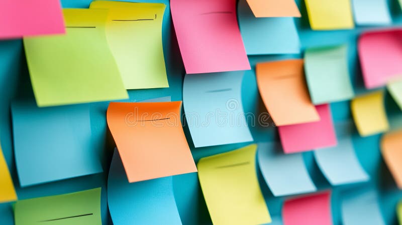 Colorful Sticky Notes with Handwritten Messages Attached To a Blue Wall ...