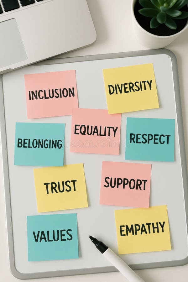 Colorful Sticky Notes Highlighting Inclusion and Diversity Concepts ...