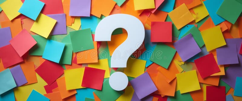 Colorful Sticky Notes with a Large Question Mark Stock Image - Image of ...