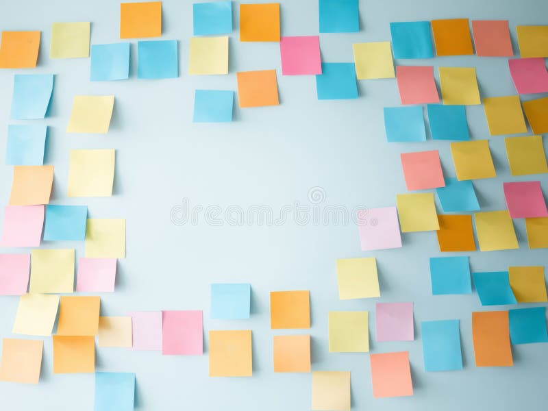 Colorful Sticky Notes on a Light Blue Background Creating a Dynamic ...