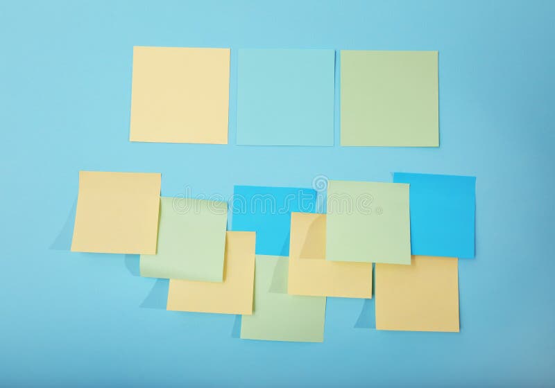 Colorful Sticky Notes on Light Blue Background Stock Photo - Image of ...