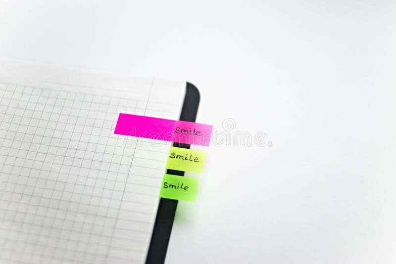 Colorful Sticky Notes in a Notebook Stock Photo - Image of planner ...