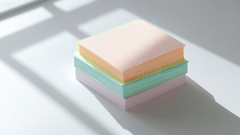 Colorful Sticky Notes in Pastel Shades Arranged on a White Desk with ...