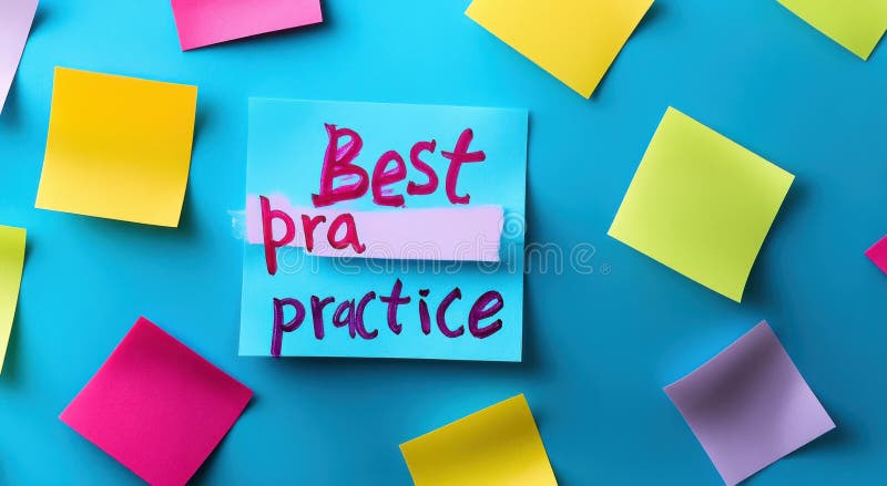 Colorful Sticky Notes with the Phrase Best Practice on a Central Note ...