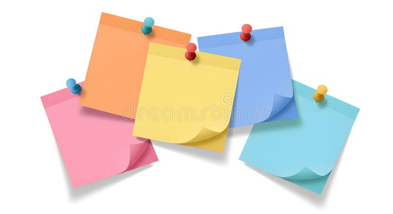 Colorful Sticky Notes Pinned on White Surface Stock Illustration ...