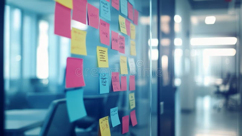 Colorful Sticky Notes Plastered on a Glass Wall, Hinting at Vibrant ...