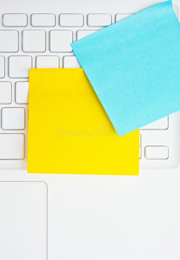 Colorful Sticky Notes Post on White Laptop. Stock Image - Image of ...