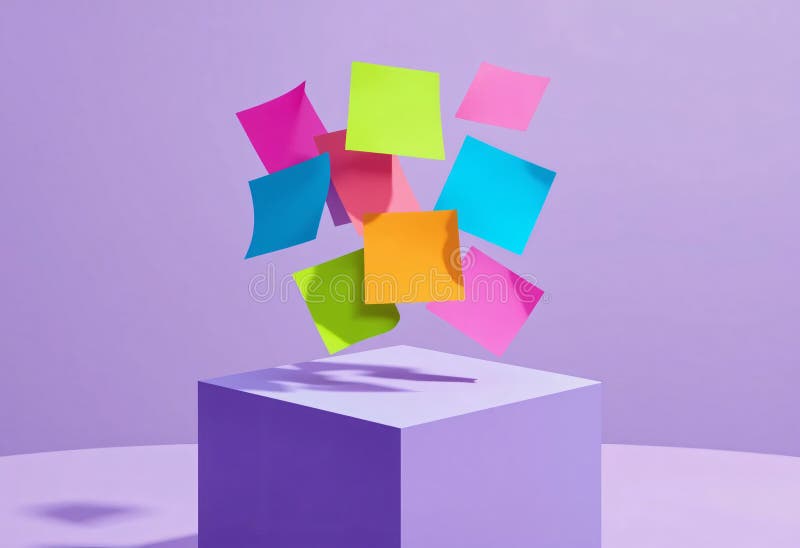 Colorful Sticky Notes on Purple Base Stock Illustration - Illustration ...