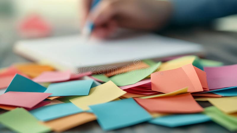 Creative Workspace with Colorful Sticky Notes and Notebook in a ...