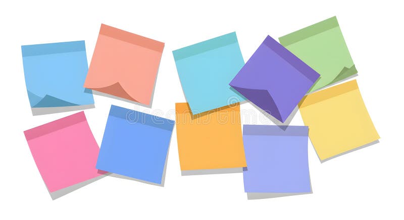 Colorful Sticky Notes Scattered on White Space Stock Illustration ...
