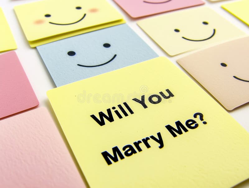 Colorful Sticky Notes with Smiley Faces and a Marriage Proposal Offer a ...